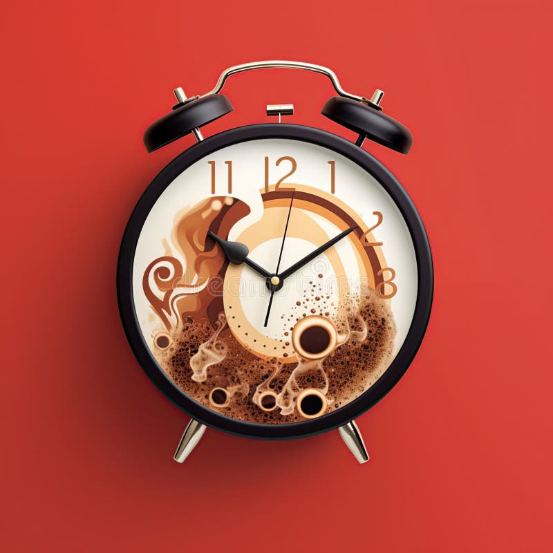 Coffee Time Concept with Alarm Clock and Coffee. Ai Generative Stock ...