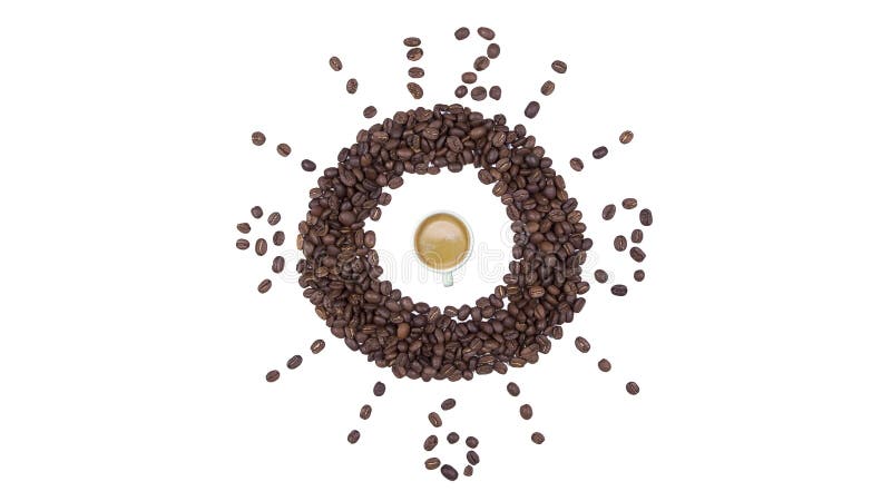 Coffee Time - Cup of Coffee with Foam and Clock of Coffee Beans ...