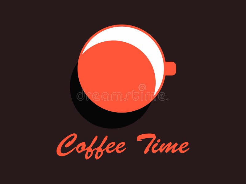 Coffee Time. Cup of Coffee Top View. Flat Design Concept Stock Vector ...