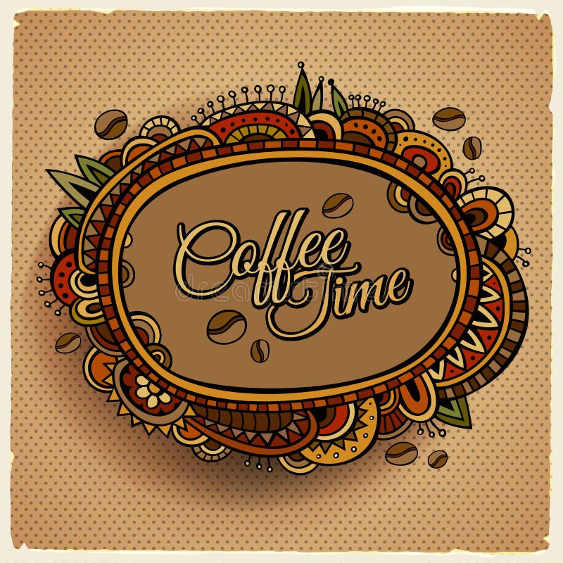 Coffee Time Decorative Border Label Design Stock Vector - Illustration ...
