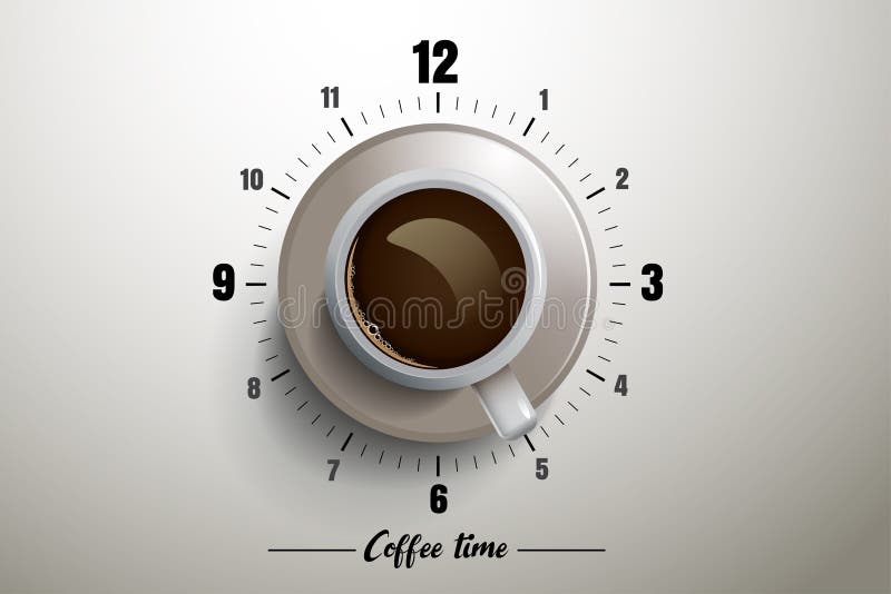 Coffee Time Design with Clock Concept Stock Vector - Illustration of ...