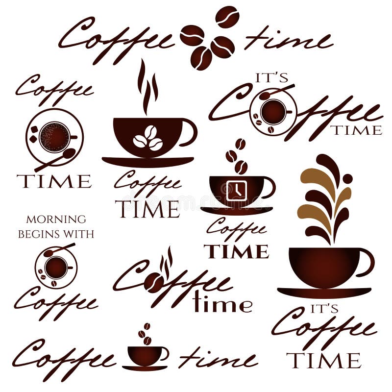 Coffee time logo set stock vector. Illustration of banner - 69148177
