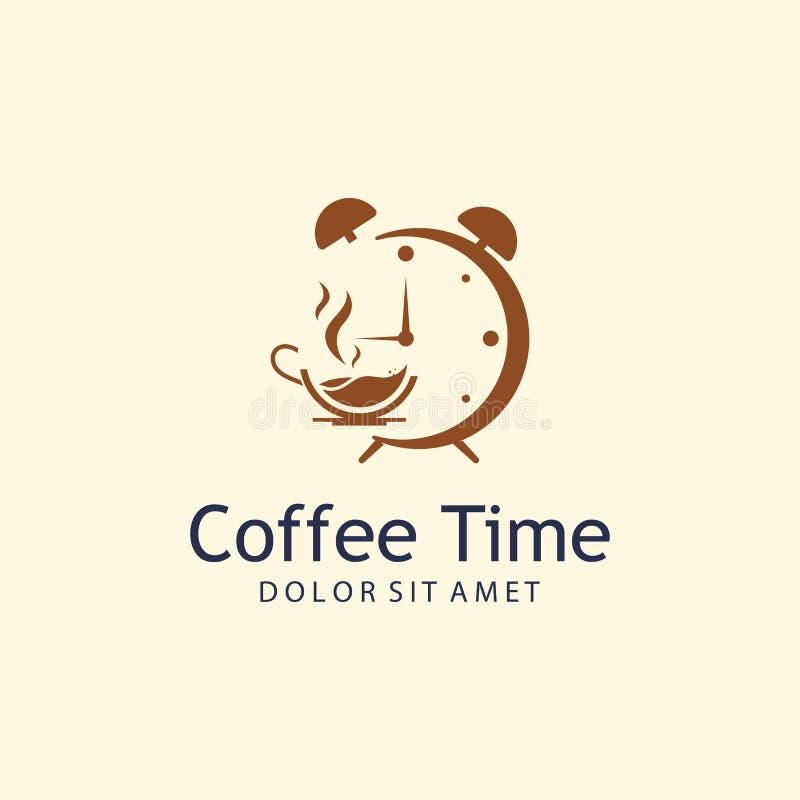 Coffee Time Vector Illustration Logo Template with Flat Concept Stock ...