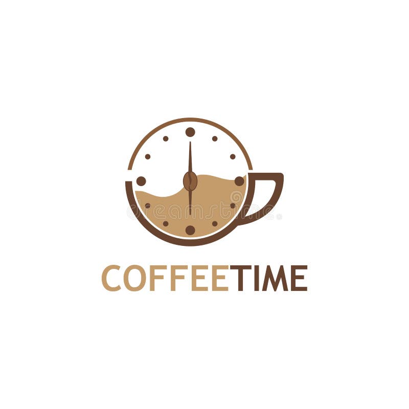 Coffee Time Vector Illustration Logo Template with Flat Concept Stock ...