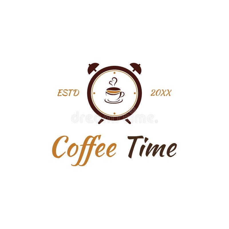 Coffee Time Vector Illustration Logo Template with Flat Concept Stock ...