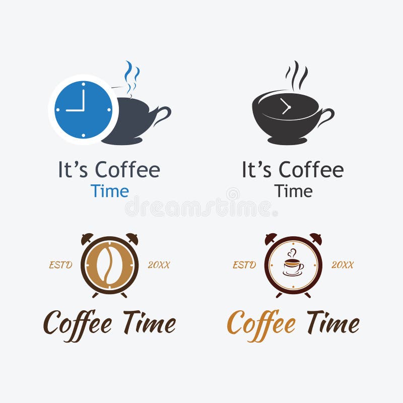 Coffee Time Vector Illustration Logo Template with Flat Concept Stock ...