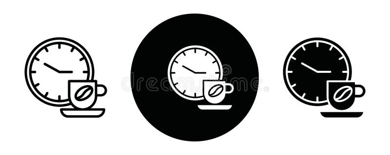 Coffee Time Outline Icon Collection or Set. Coffee Time Thin Vector ...