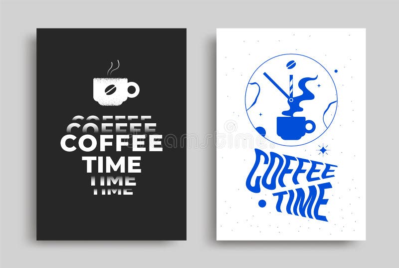 Coffee Time Poster with Cup and Clock Stock Vector - Illustration of ...