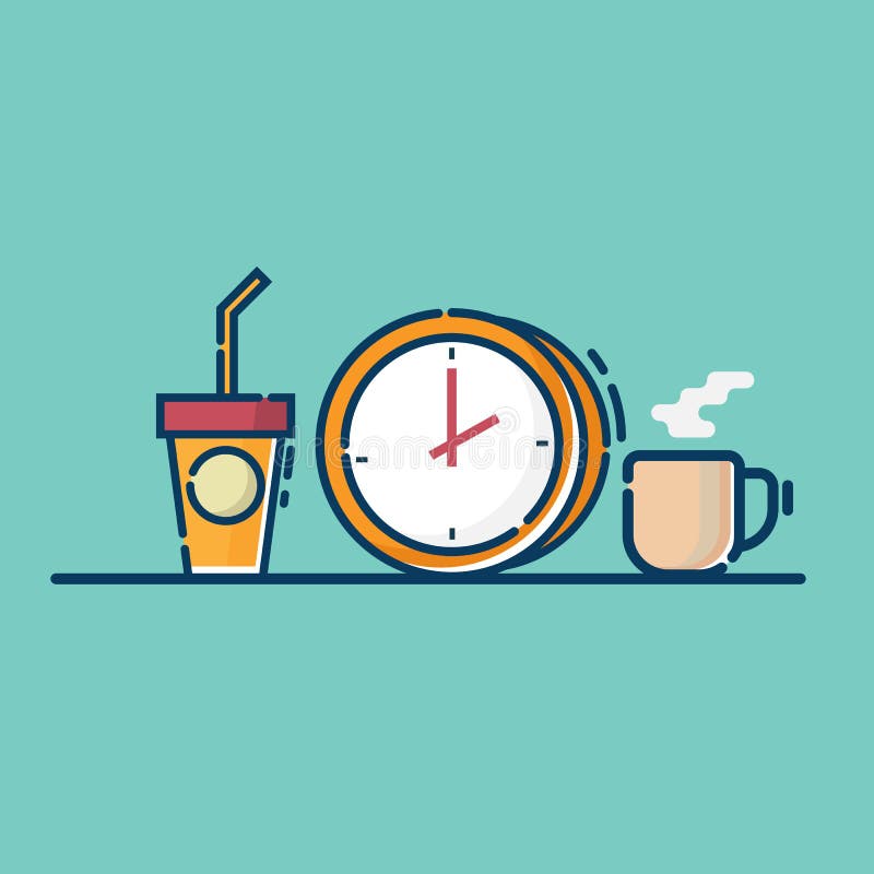 Coffee Time Vector Flat Design Stock Vector - Illustration of ...
