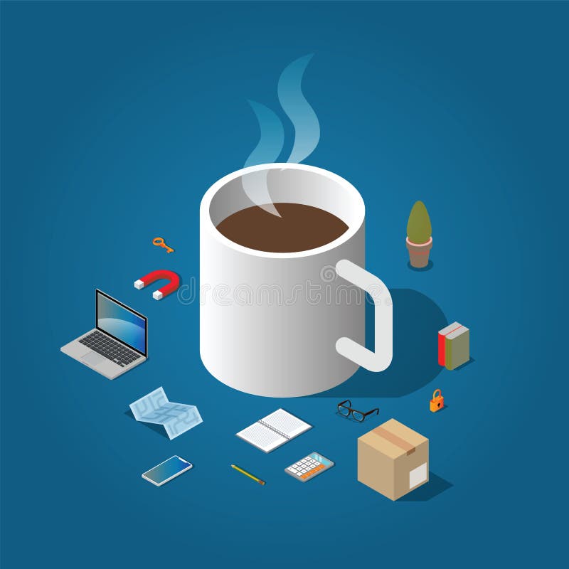 Coffee time at work stock vector. Illustration of exchange - 115783648