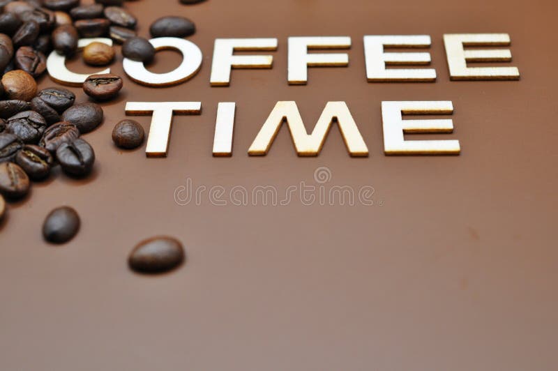 Coffee Time Write between Coffe Beans Stock Image - Image of food ...