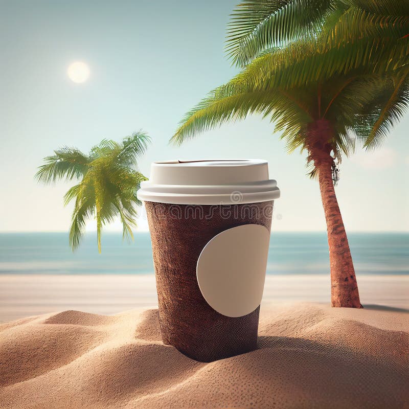Coffee To Go Against the Backdrop of a Palm Tree and the Sea ...