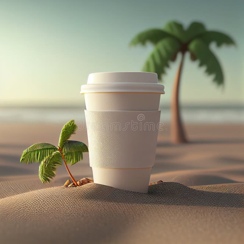 Coffee To Go Against the Backdrop of a Palm Tree and the Sea ...