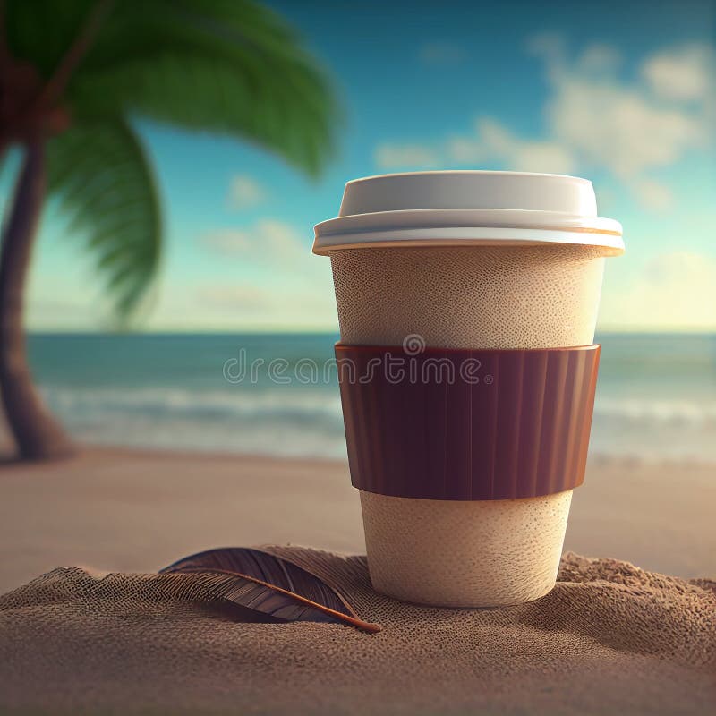 Coffee To Go Against the Backdrop of a Palm Tree and the Sea ...