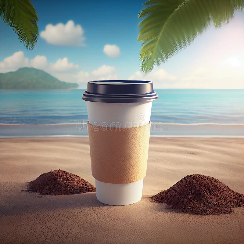 Coffee To Go Against the Backdrop of a Palm Tree and the Sea ...