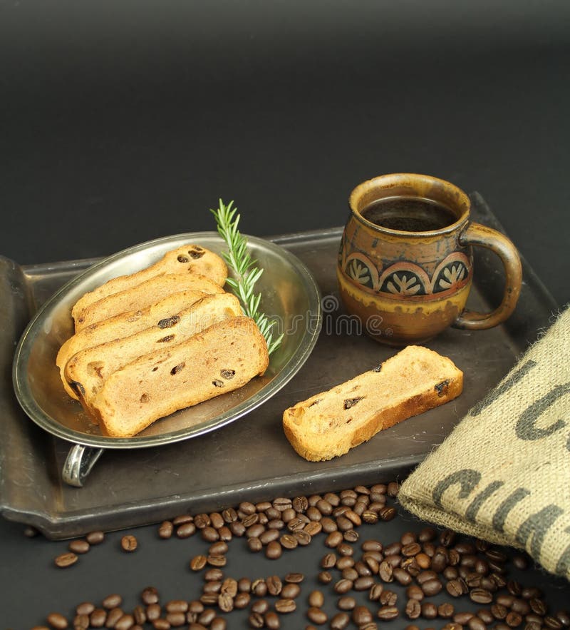 Coffee and toast stock photo. Image of tray, beans, columbian - 38288472