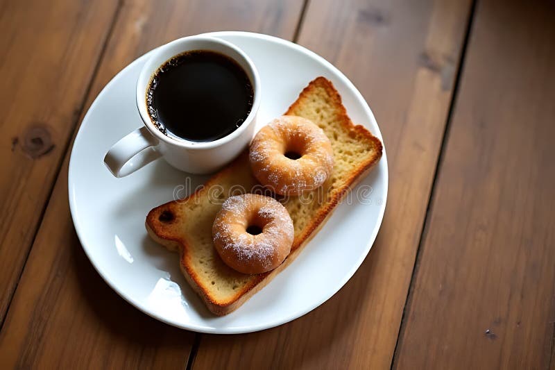 Coffee, Toast, and Mini Donuts Make a Delightful Breakfast Stock ...