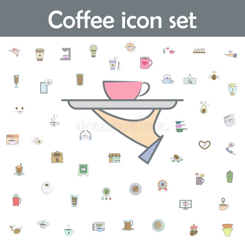 Coffee on Tray Colored Icon. Coffee Icons Universal Set for Web and ...