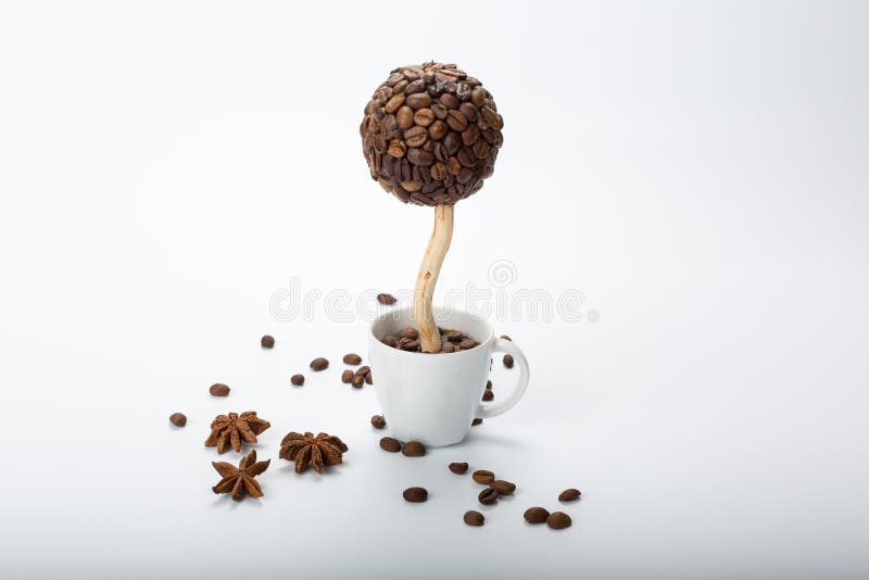 Coffee tree in a cup stock image. Image of pile, sack - 108879283