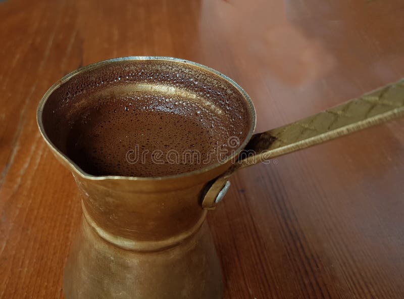 Coffee Turkish Greek Style Hot in `briki` Stock Image - Image of ...