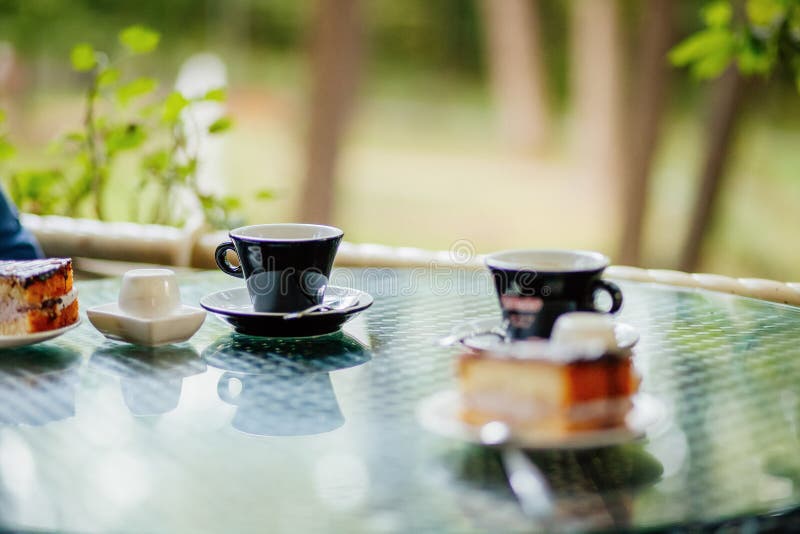Coffee for Two with Cake in Cafe Stock Image - Image of restaurant ...