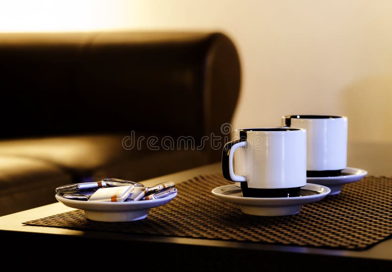 Coffee for Two Persons on the Table Stock Photo - Image of candy, drink ...