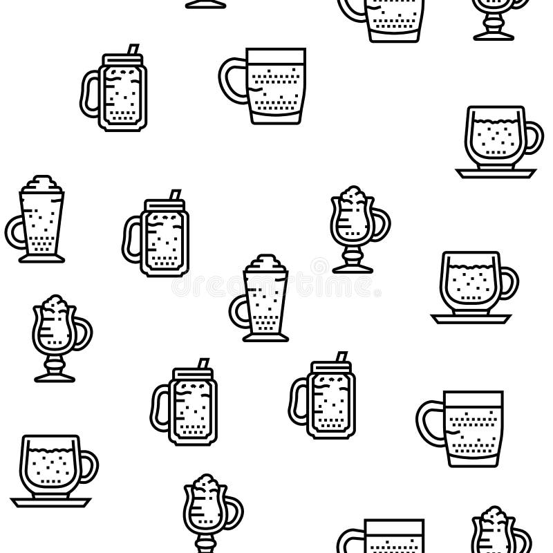 Coffee Types Energy Morning Drink Vector Seamless Pattern Stock Vector ...
