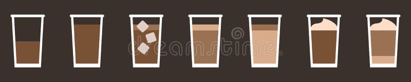 Coffee Types Icon Collection Isolated Stock Vector - Illustration of ...