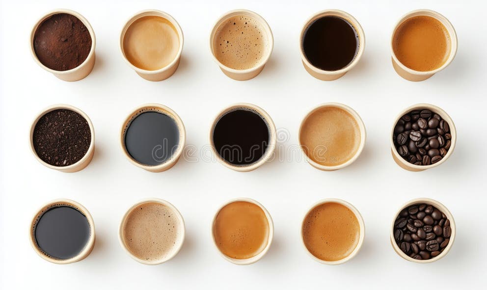 Coffee Varieties in Cups, Showcasing Different Types and Preparations ...