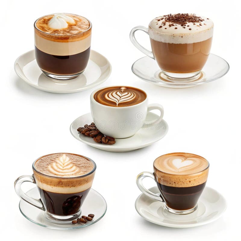 Coffee Varieties Icon Set Isolated on White Background Stock ...