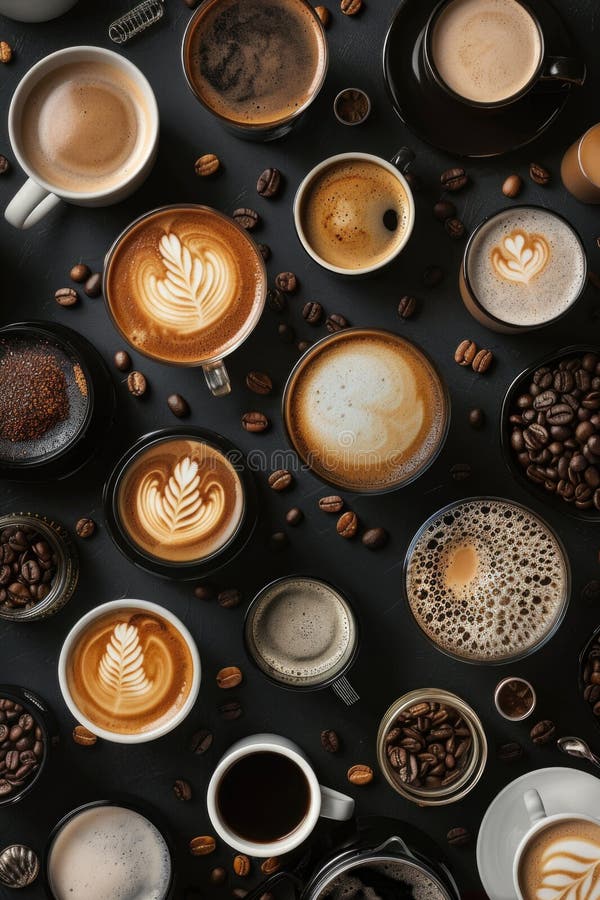 Coffee Varieties stock photo. Image of macchiato, generated - 383499338