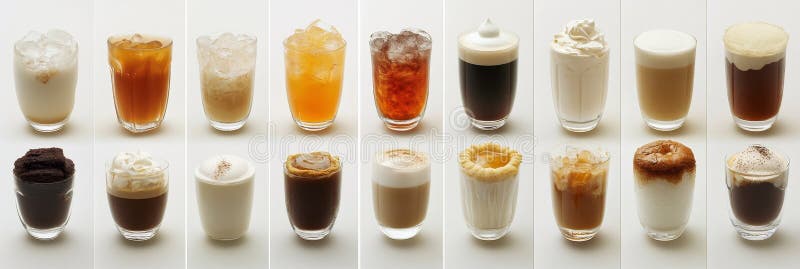 Coffee Variety Collection of Different Coffee Drinks and Presentations ...