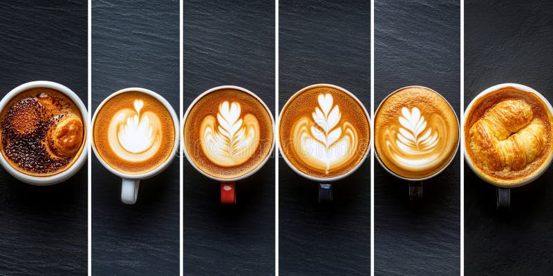 Coffee Variety Collection of Six Cups Featuring Different Coffee and ...