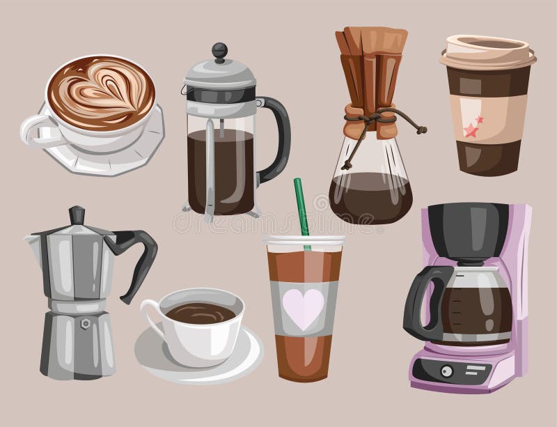 Coffee Vector Illustration Design Set of Tools Processing Drinks ...