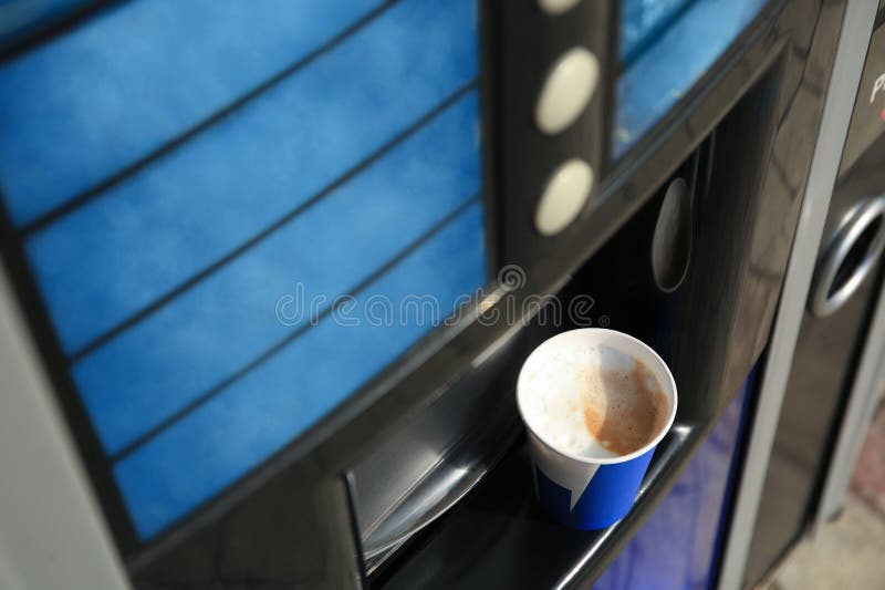 Coffee Vending Machine with Paper Cup on Drip Tray, Above View Stock ...