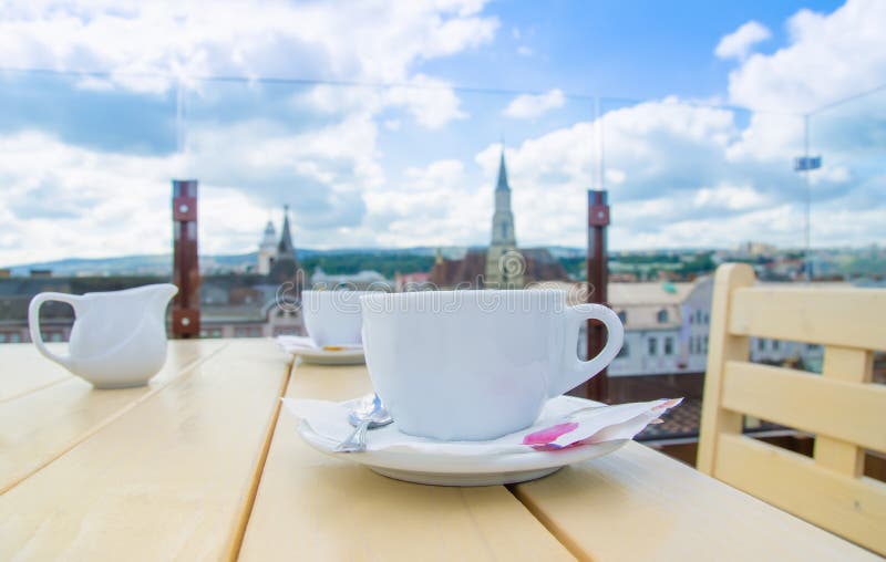 Coffee with a View of the City Stock Image - Image of drinking, drink ...
