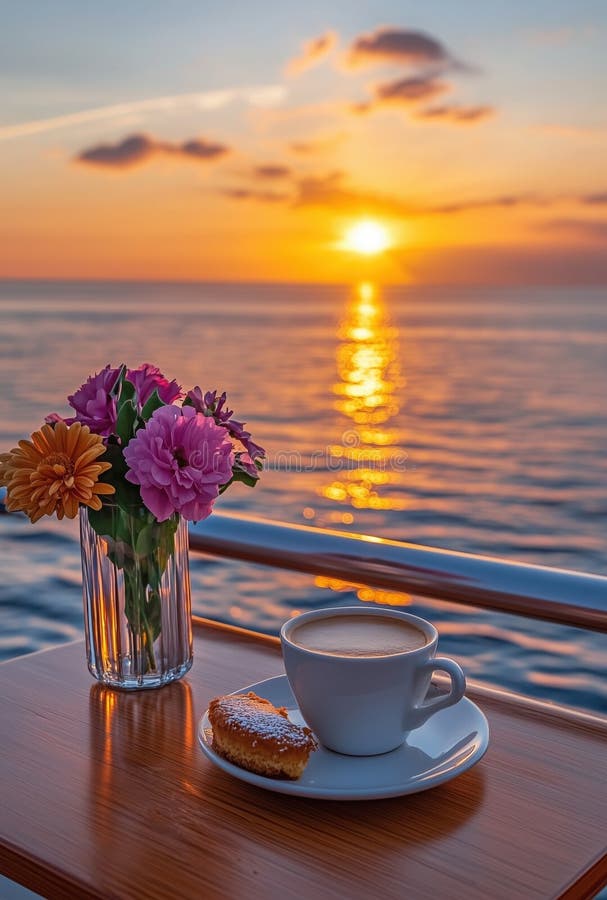 Coffee View , Coffee View Lagoon , Sunset with Warm Light, Flower ,cake ...