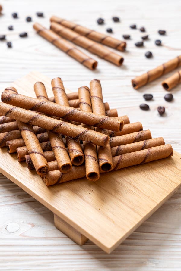 Coffee Wafer Stick Roll with Cream Stock Image - Image of roll ...