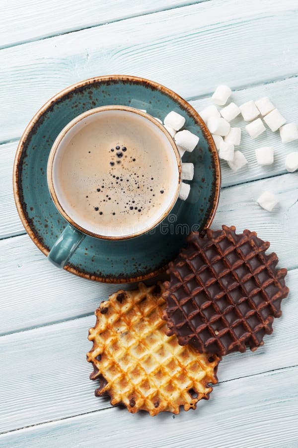 Coffee and waffles stock photo. Image of fresh, snack - 83829914