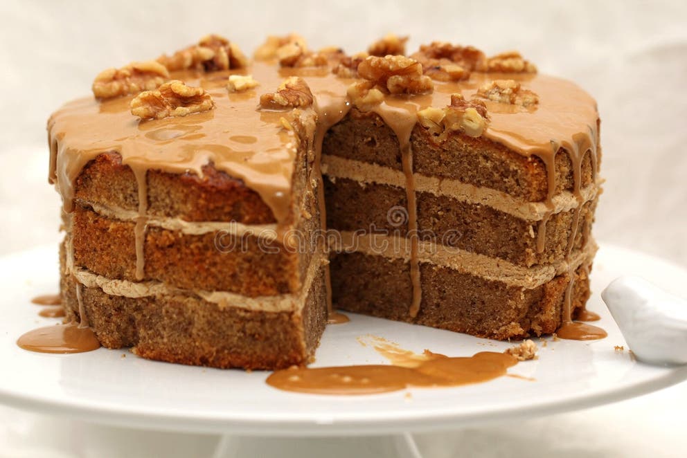 Coffee Walnut Layer Cake stock image. Image of ready - 54347935