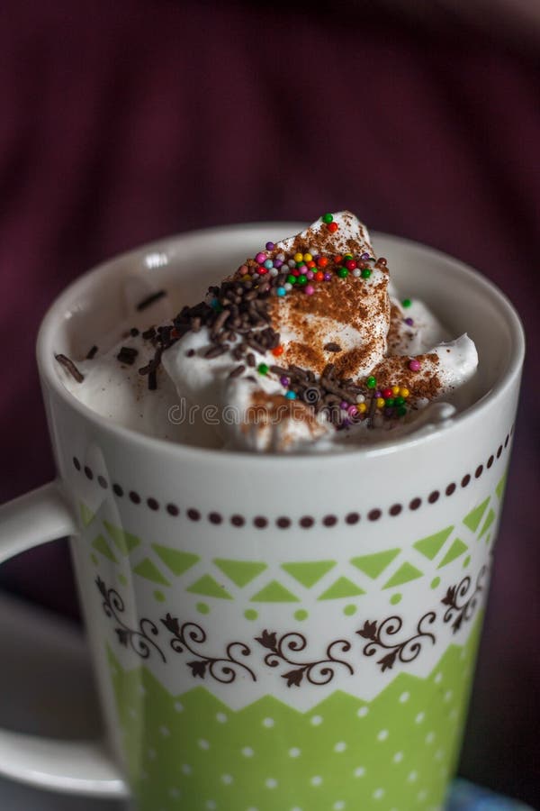 Coffee with White Topping Cream Stock Photo - Image of dessert ...