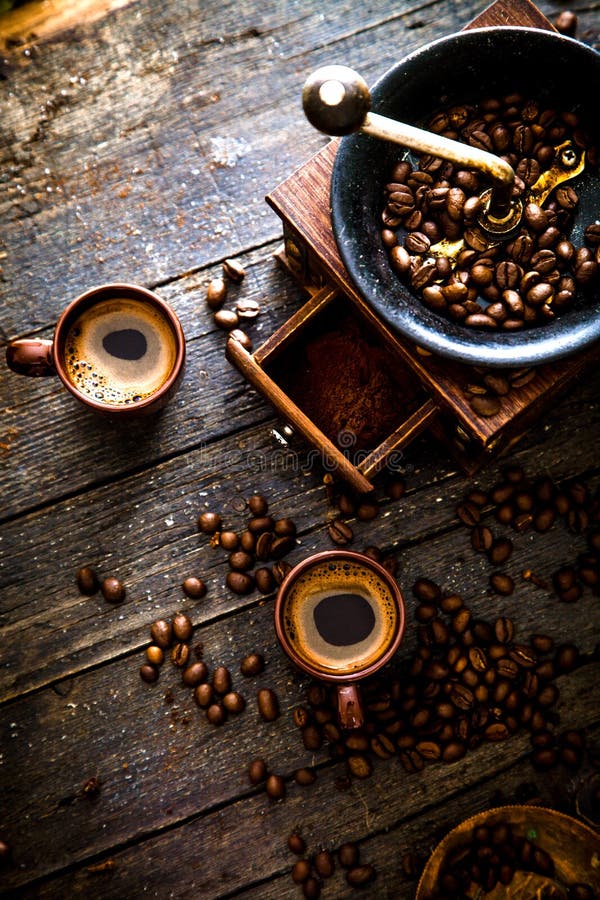 Coffee on wood stock photo. Image of beverage, roasted - 79307670
