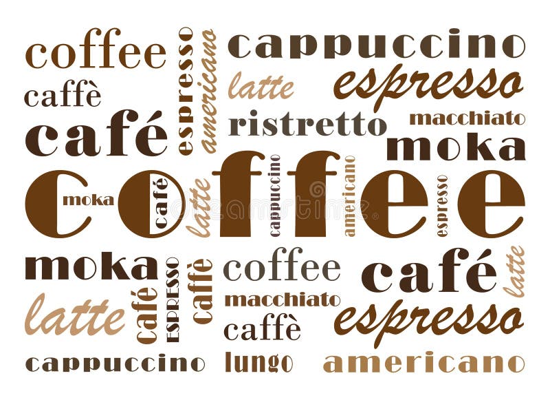 Coffee Word Cloud. Background for Template Design. Vector Hand Drawn ...