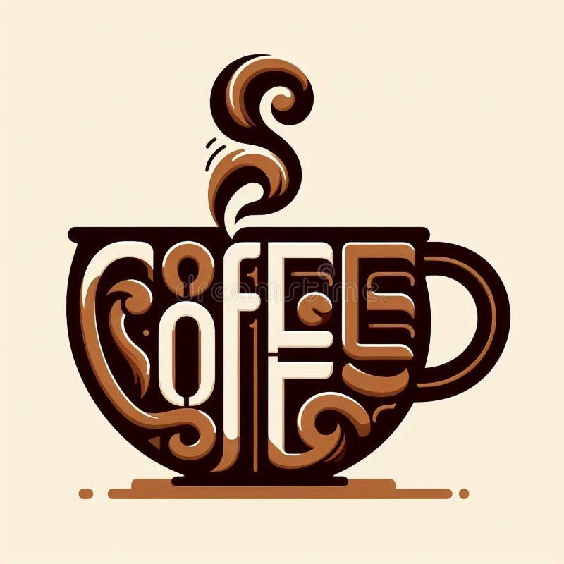 Coffee Word Design: 3D Letters Forming a Steaming Cup Stock ...