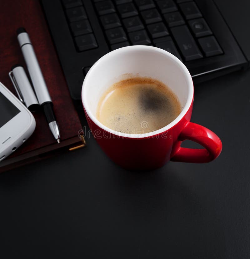 Coffee at Work or for Breakfast in the Office Stock Image - Image of ...