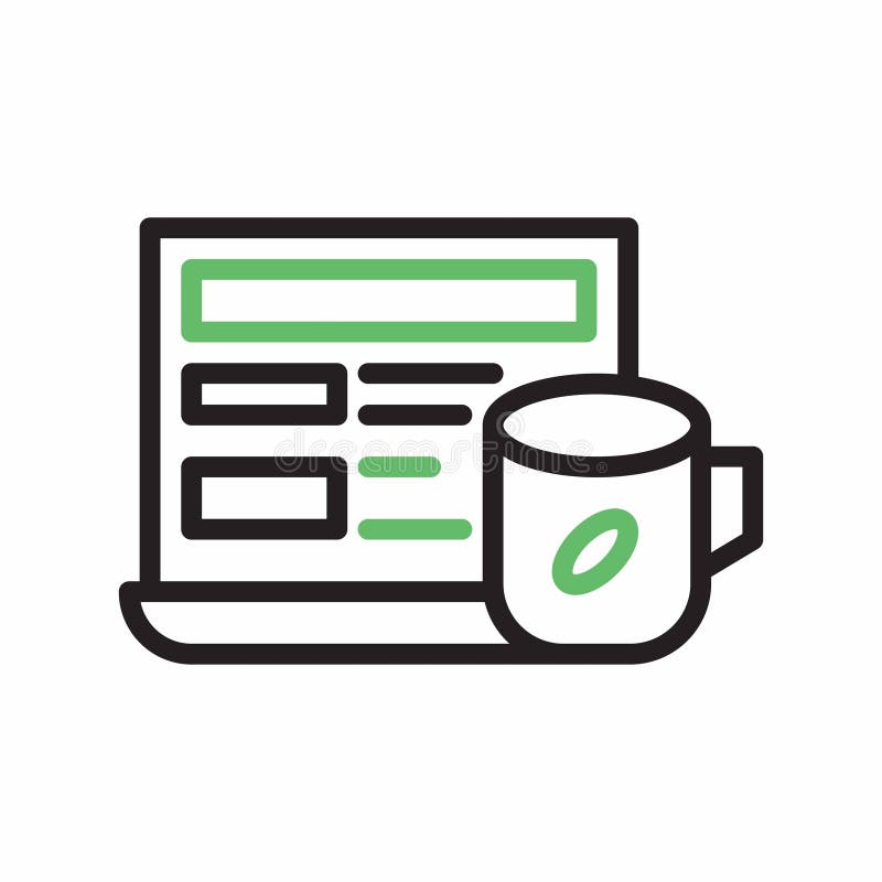 Coffee and Work Icon Vector Image. Stock Vector - Illustration of ...