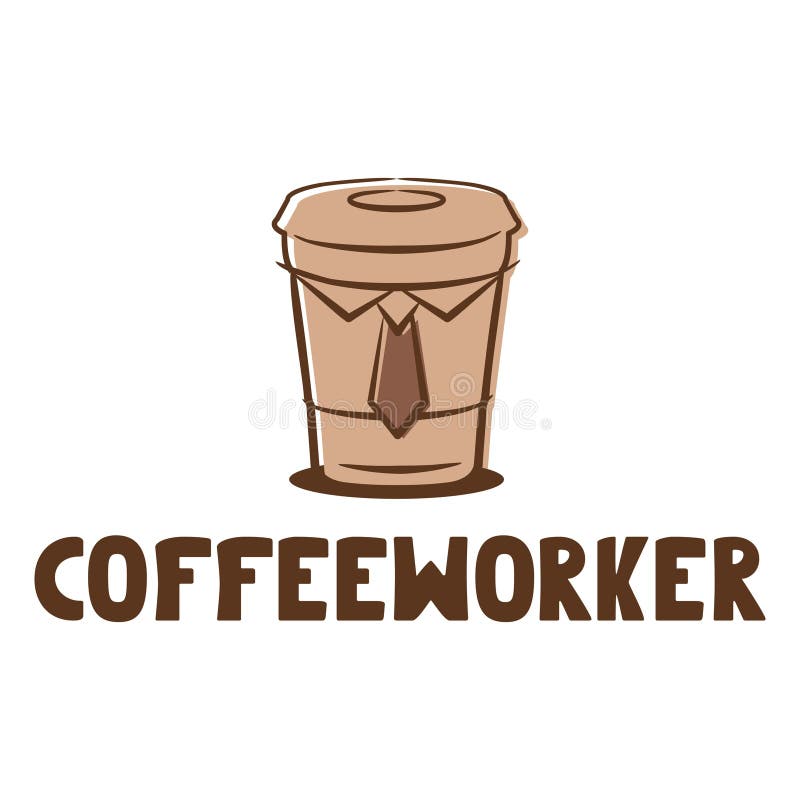 Coffee Worker Flat Minimalist Logo Design Stock Vector - Illustration ...
