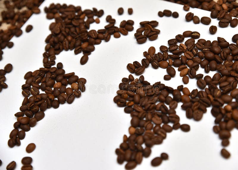 Coffee world map stock image. Image of beans, field, depth - 67950661