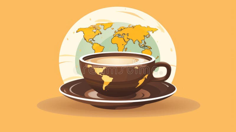 Coffee and World Map Vector Illustration Stock Illustration ...