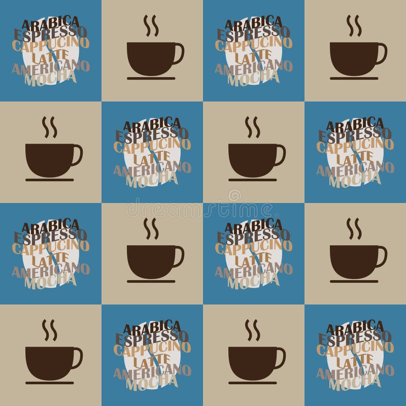 Coffee Writing Seamless Pattern for Background Stock Illustration ...